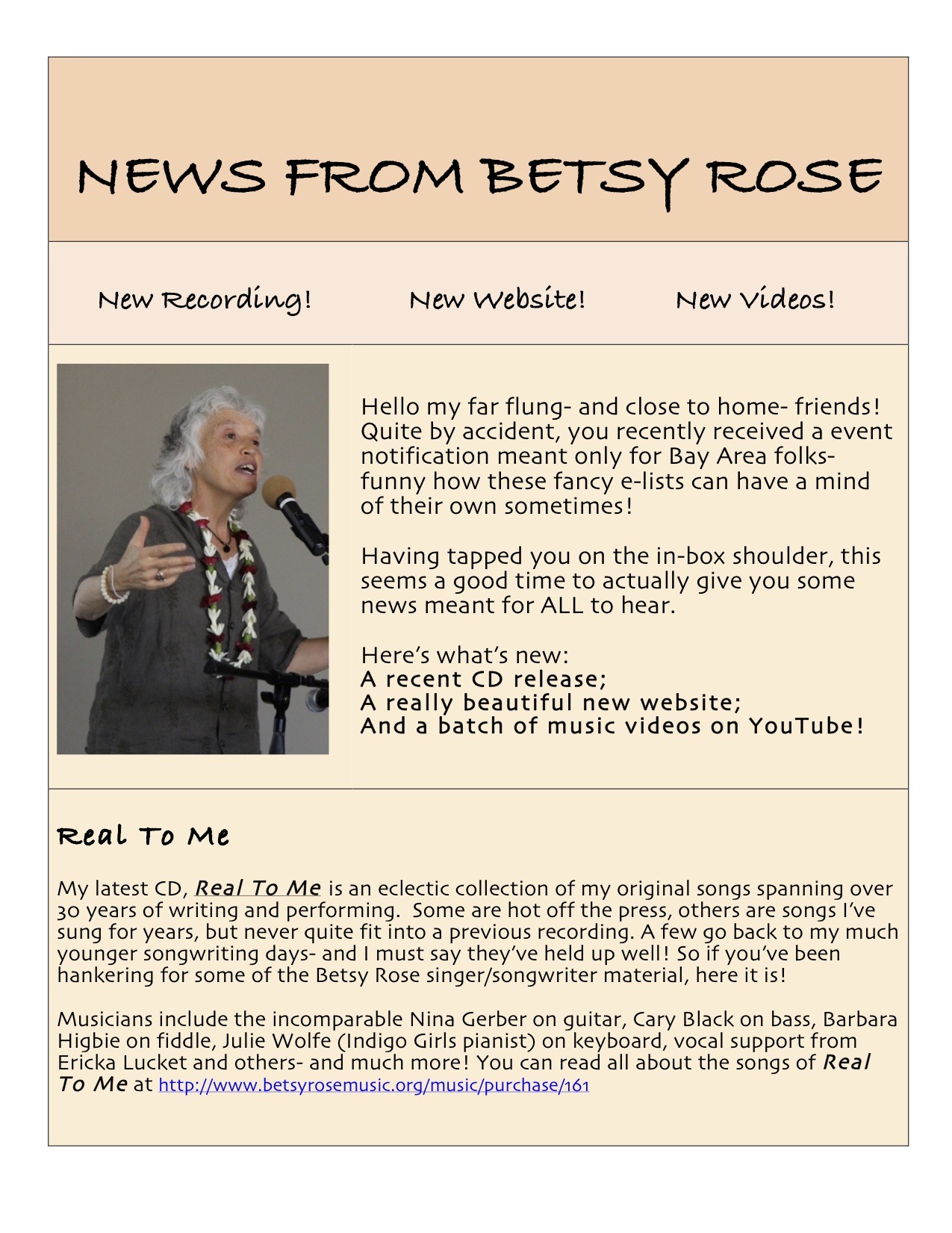 Newsletter – Betsy Rose Music